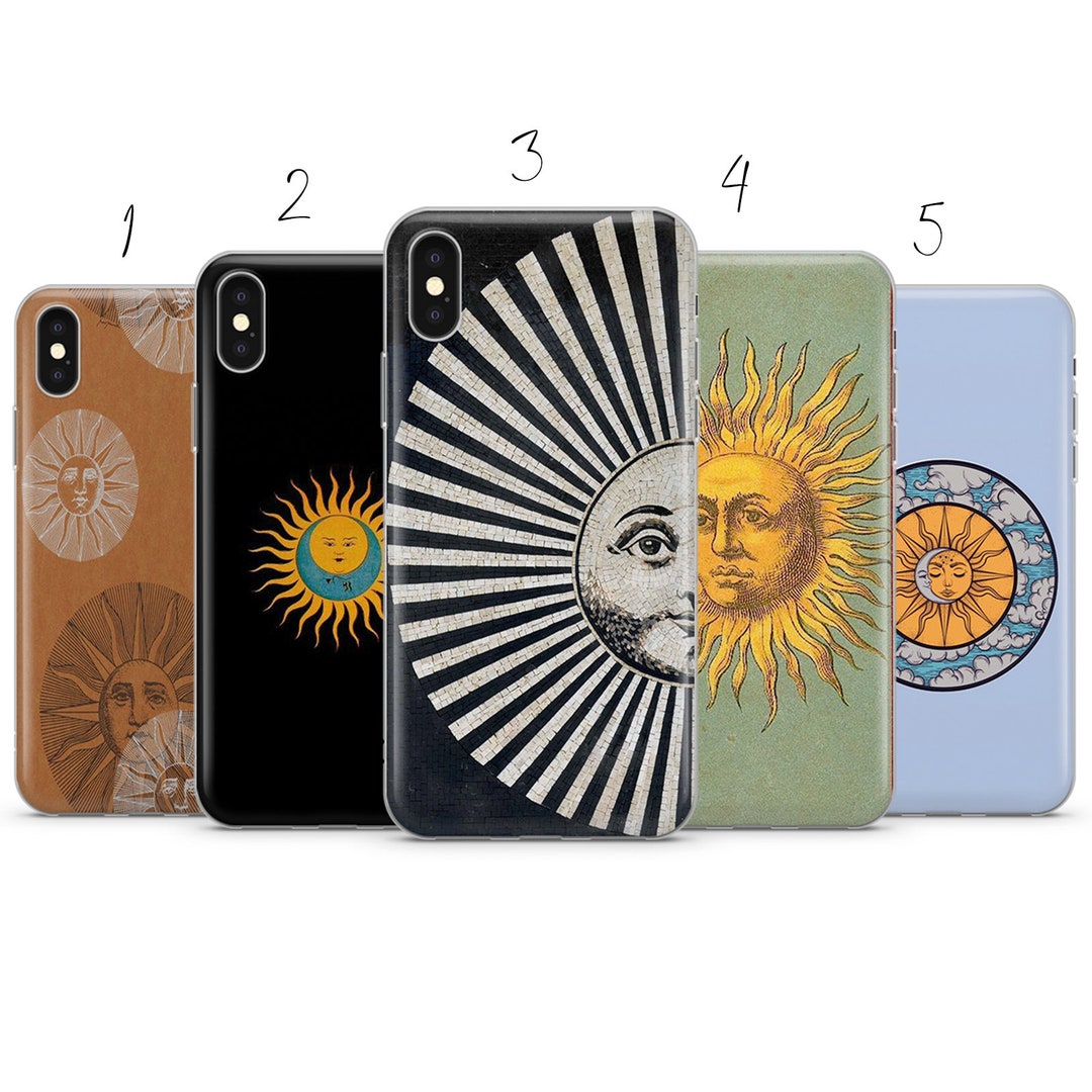 Hippie Phone Case Sun and Moon Print Cover Phone Case for Pixel Samsung ...