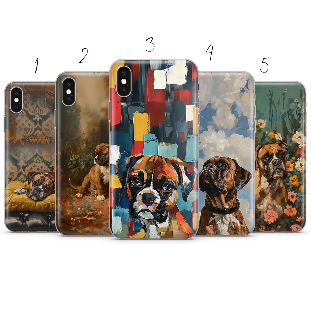 Boxer Dog Puppy Painting Aesthetic Phone Case Cover Gift With Pixel ...
