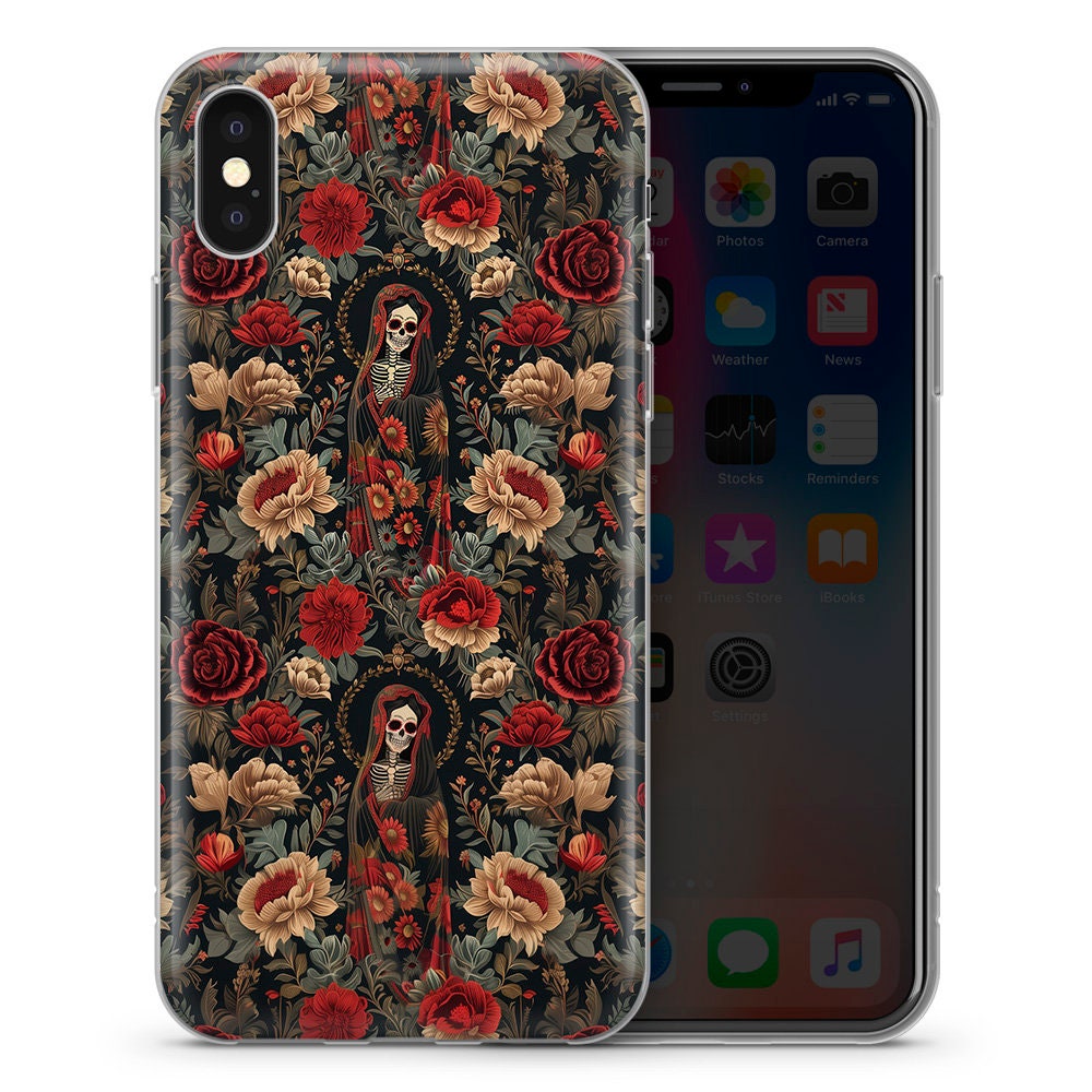 Santa Muerte Icon Colorful Floral Phone Case Cover Compatible for Pixel ...