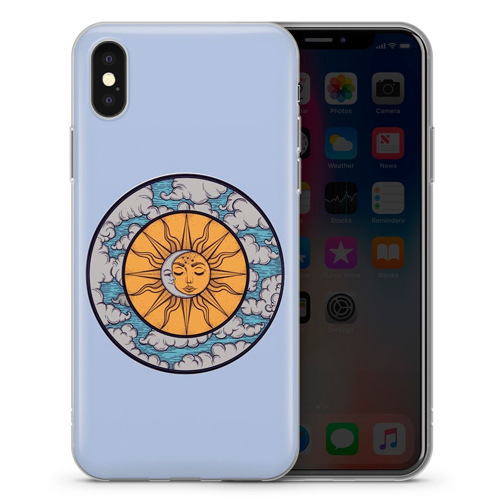 Hippie Phone Case Sun and Moon Print Cover Phone Case - Etsy