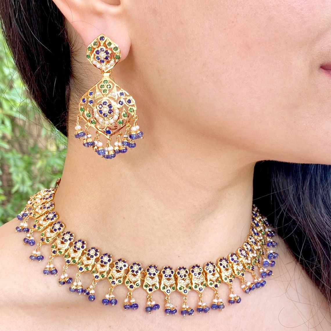 Premium Gold Plated Jadau Necklace Set Real Gold Like Craftsmanship on ...