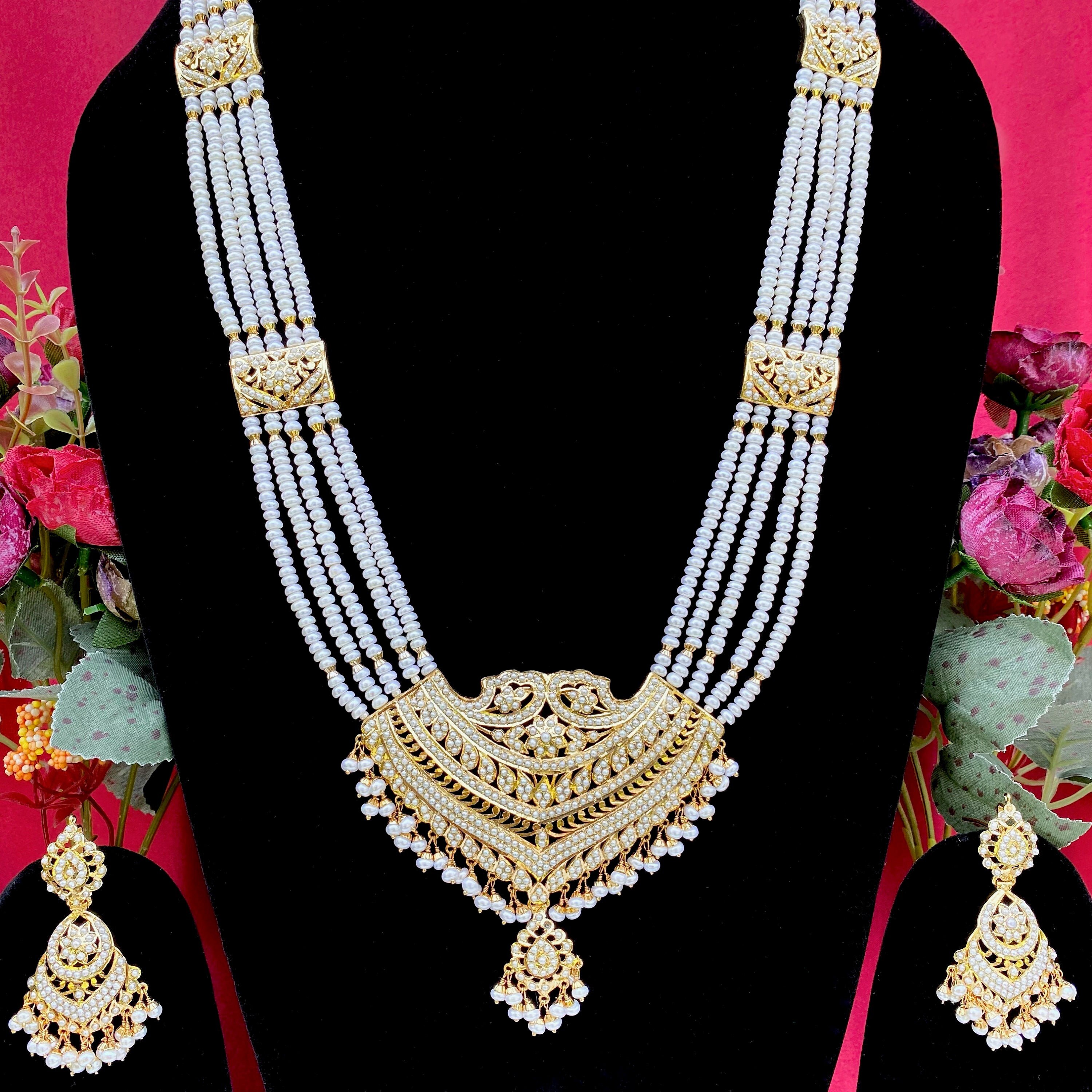 Pearl Rani Haar With Earrings Indian Jewellery Pakistani Etsy