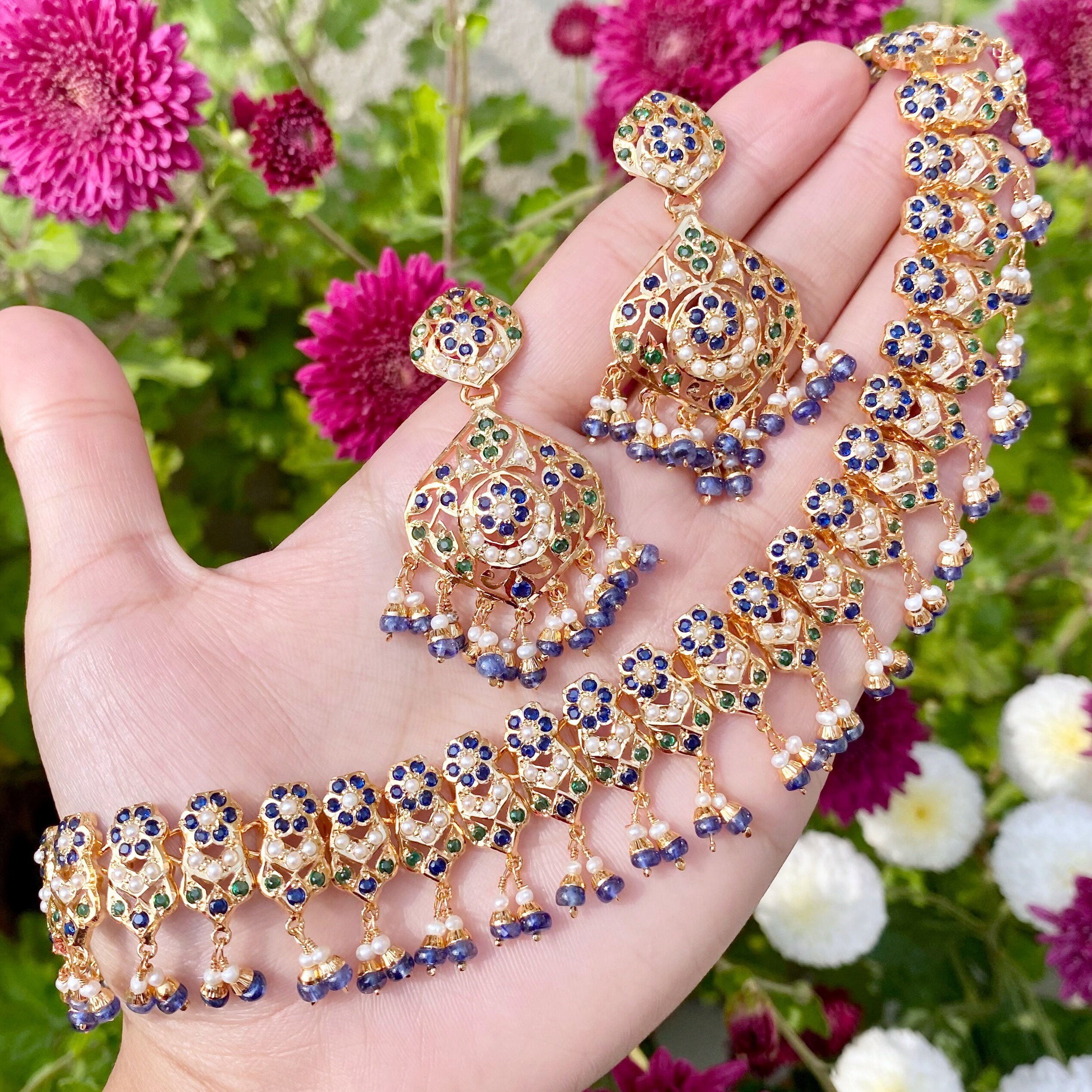 Premium Gold Plated Jadau Necklace Set Real Gold Like Craftsmanship on ...