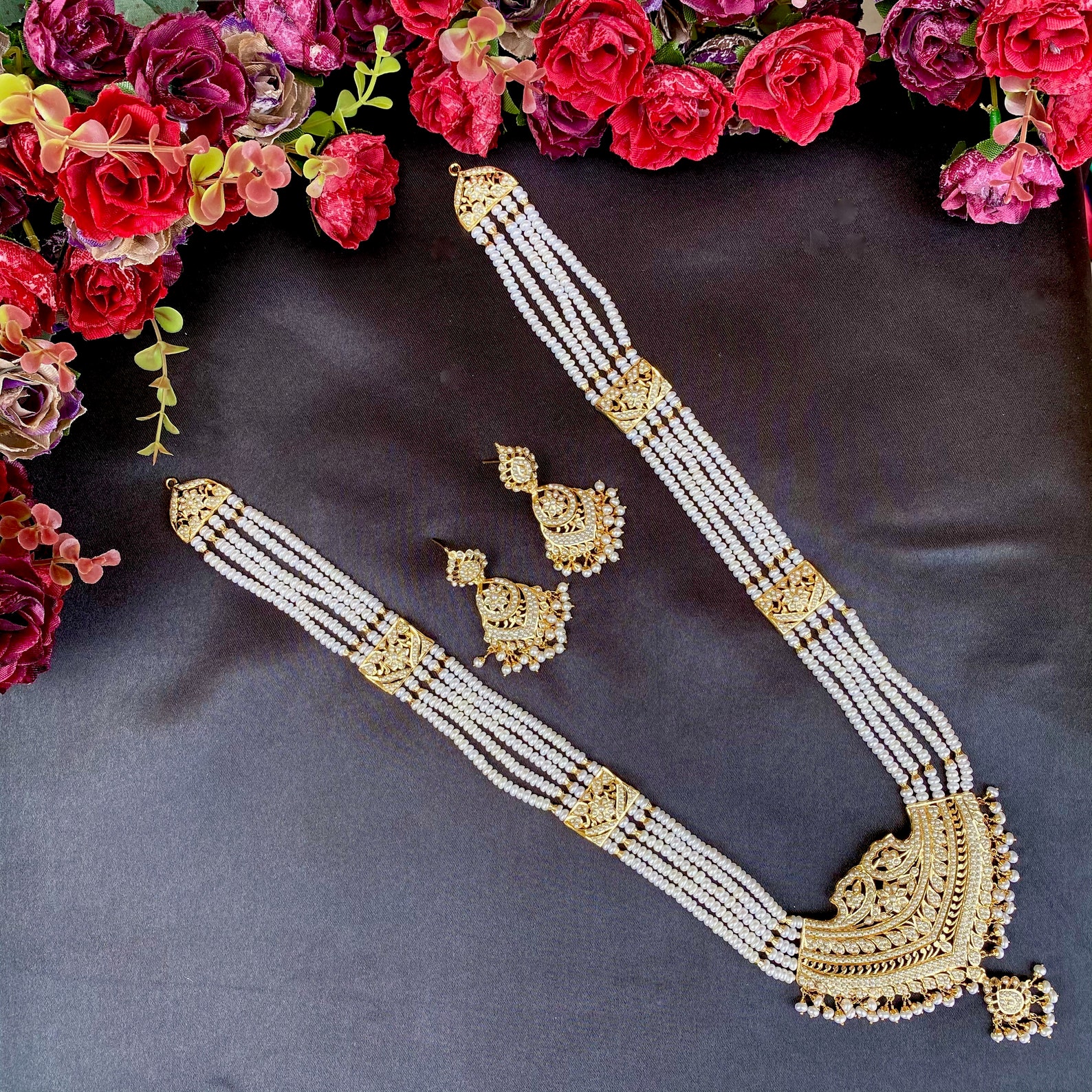 Pearl Rani Haar With Earrings Indian Jewellery Pakistani - Etsy