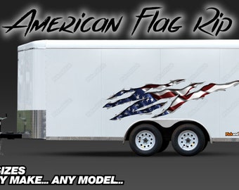 American Flag Eagle Tear Rip Vinyl Graphic Decal Set Truck Trailer Rv ...