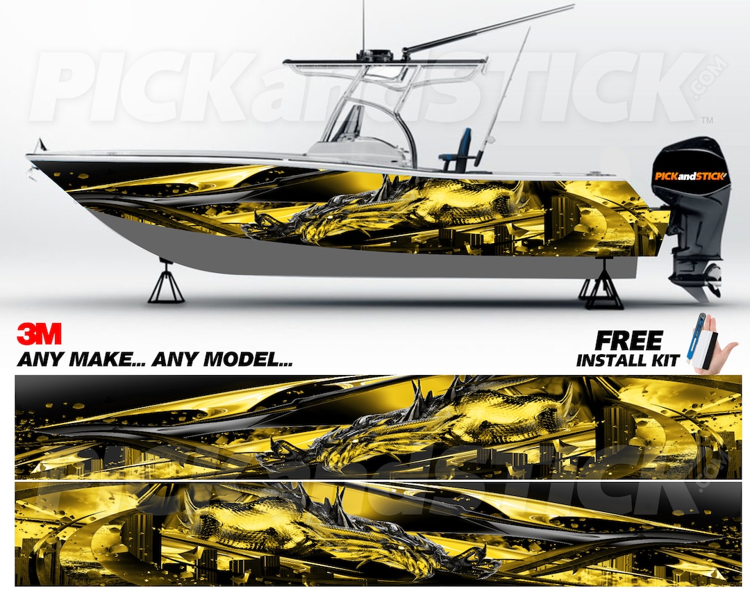 Dragon Fishing Boat Wrap - 3M - DIY - Decal - Air Release - Any Make - Any Model - Custom Sizes ...