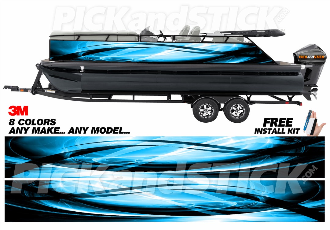 Deepwater Abstract Pontoon Boat Wrap 3M DIY Decal Air Release Any Make ...