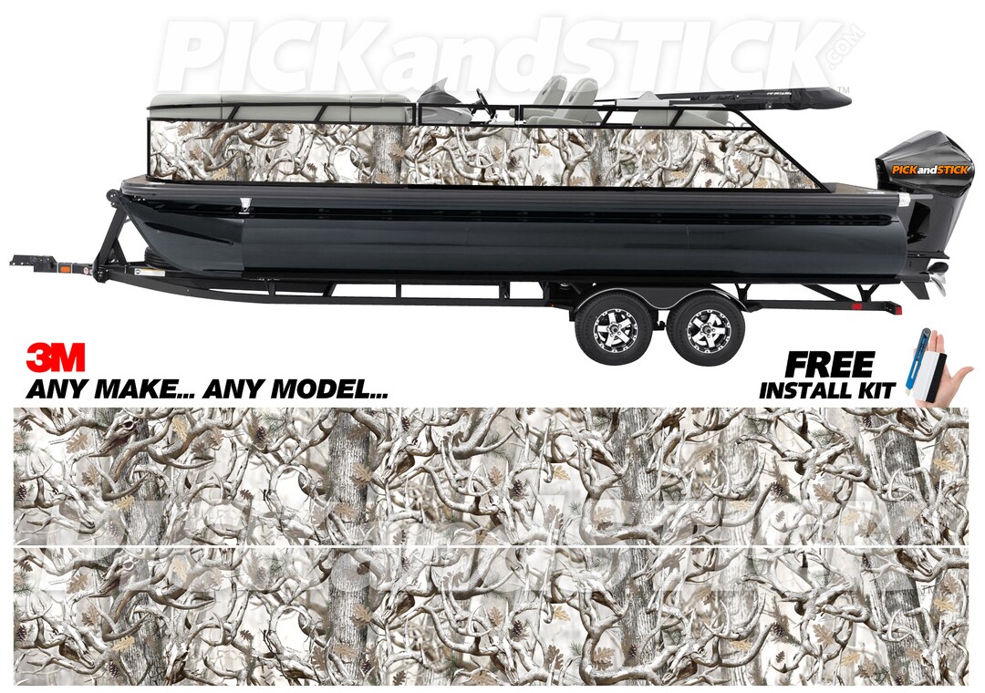 Buck Camo Pontoon Boat Wrap - 3M - DIY - Decal - Air Release - Any Make ...
