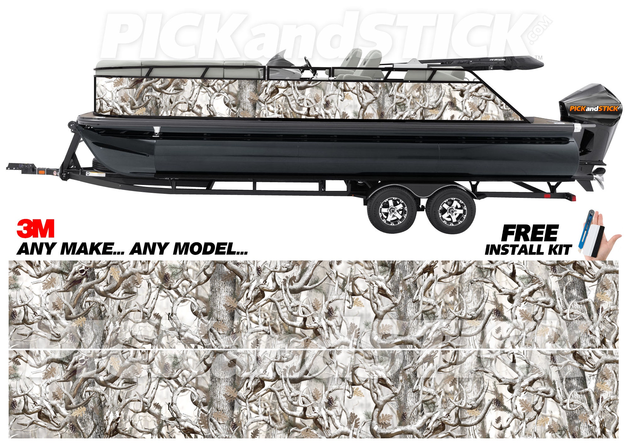 Buck Camo Pontoon Boat Wrap 3M DIY Decal Air Release Any Make Any Model ...
