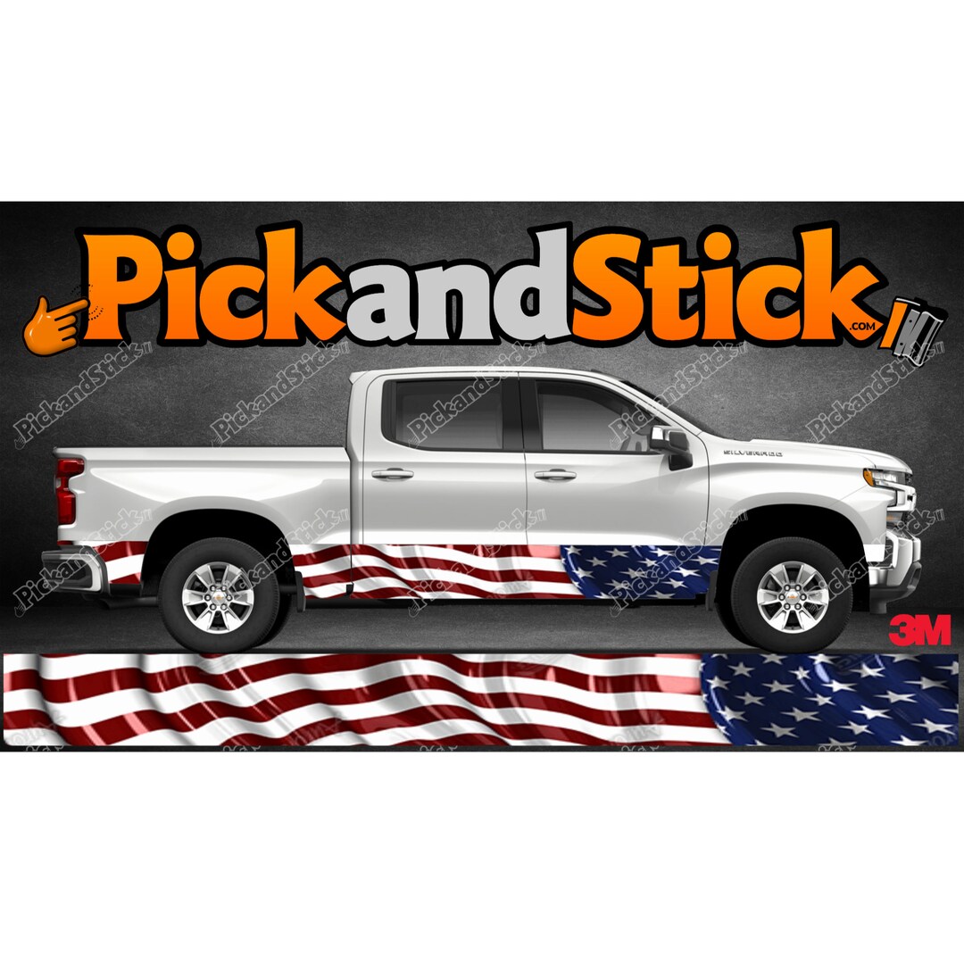American Flag Waving Rocker Graphic Decal - Etsy