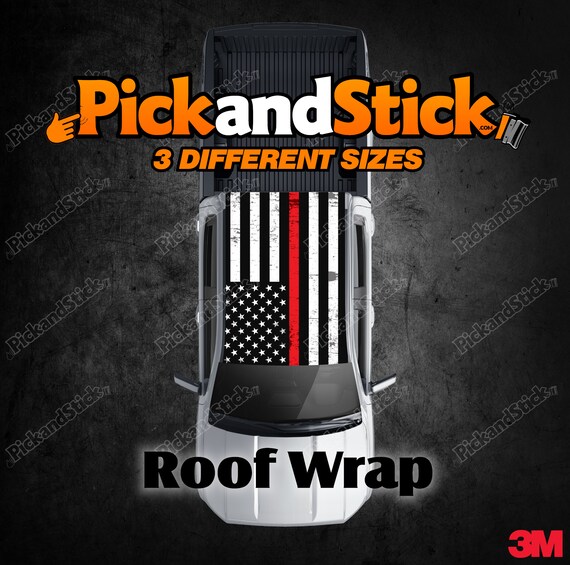 American Flag Black & White Red Line Roof Wrap Graphic Decal | Etsy