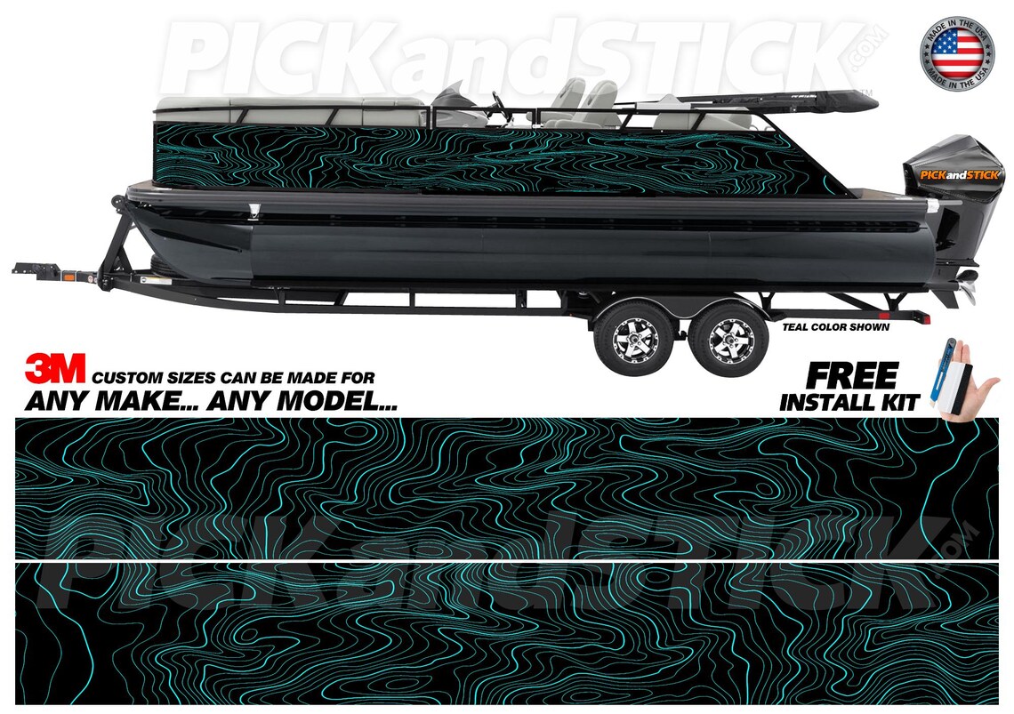 Topographic Map Pontoon Boat 3M Cast Wrap - Diy-air Release-any Make ...