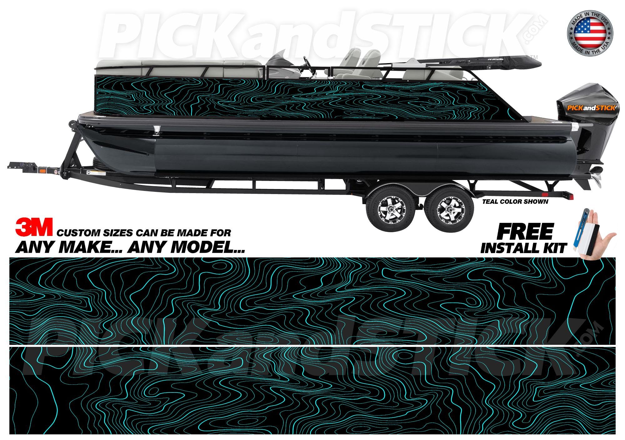 Topographic Map Pontoon Boat 3M Cast Wrap - Diy-air Release-any Make ...