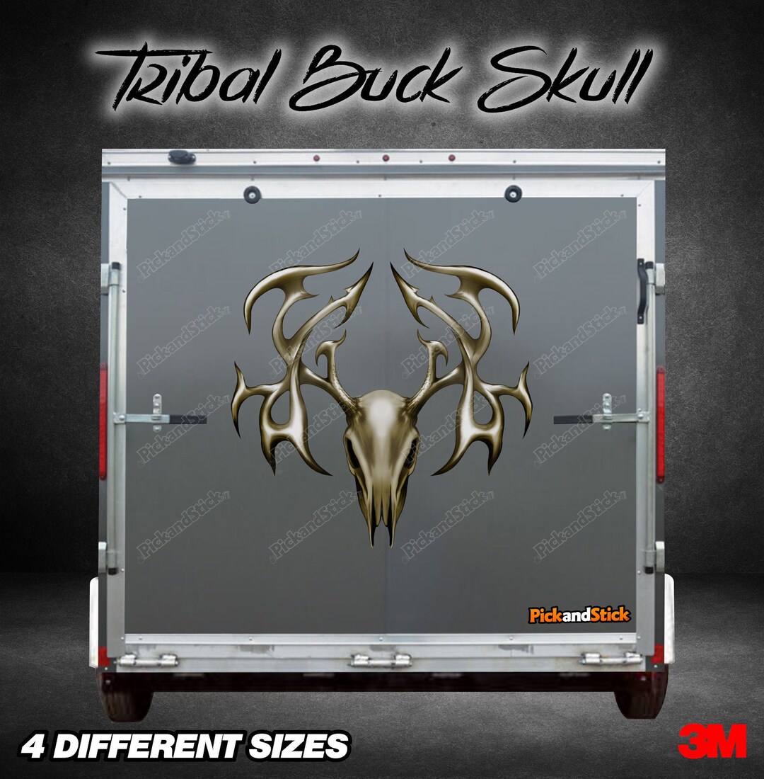 Tribal Buck Skull Trailer Graphic Decal - Etsy