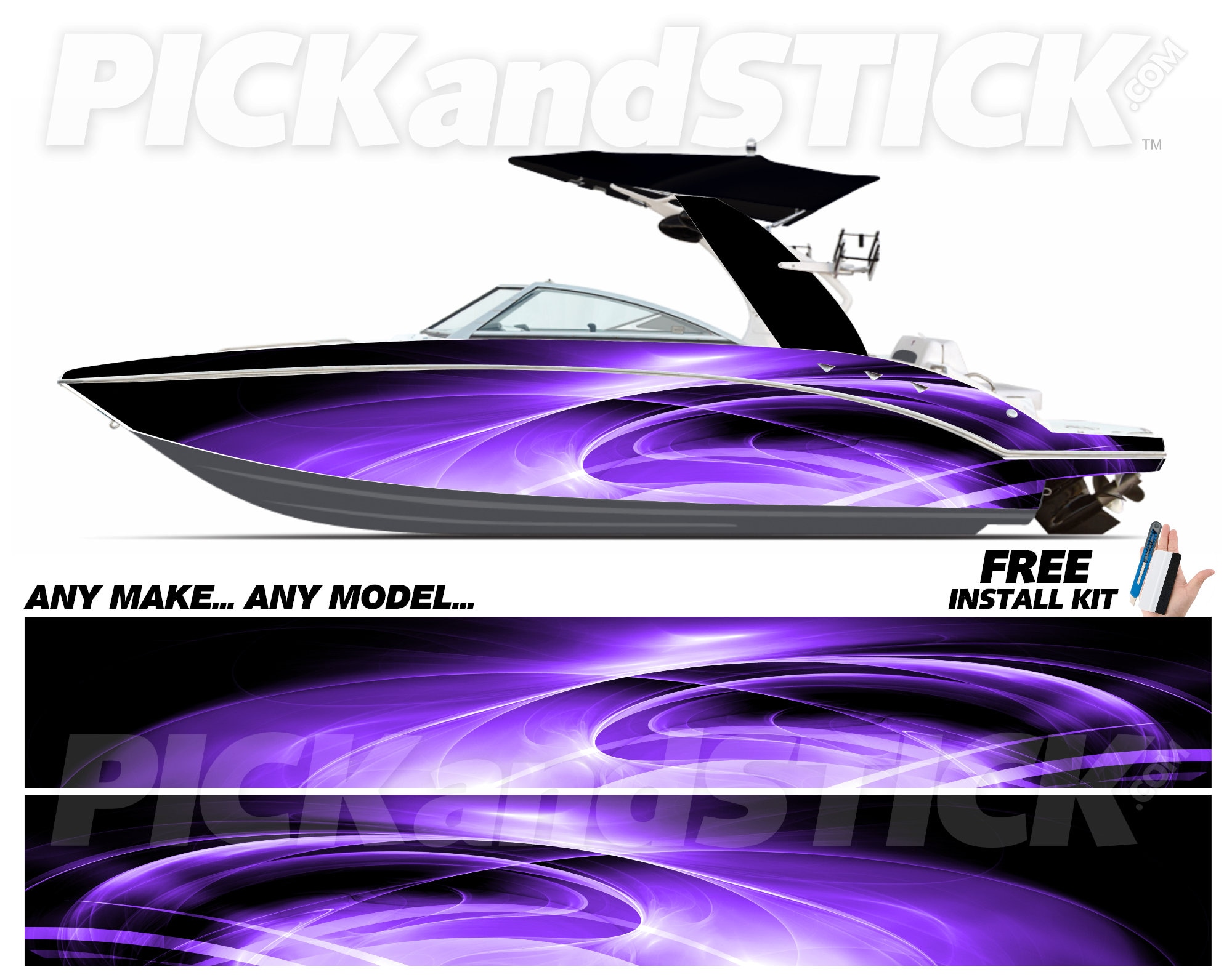 Cyclone Abstract Ski/wake Boat Wrap 3M DIY Decal Air Release Any Make ...
