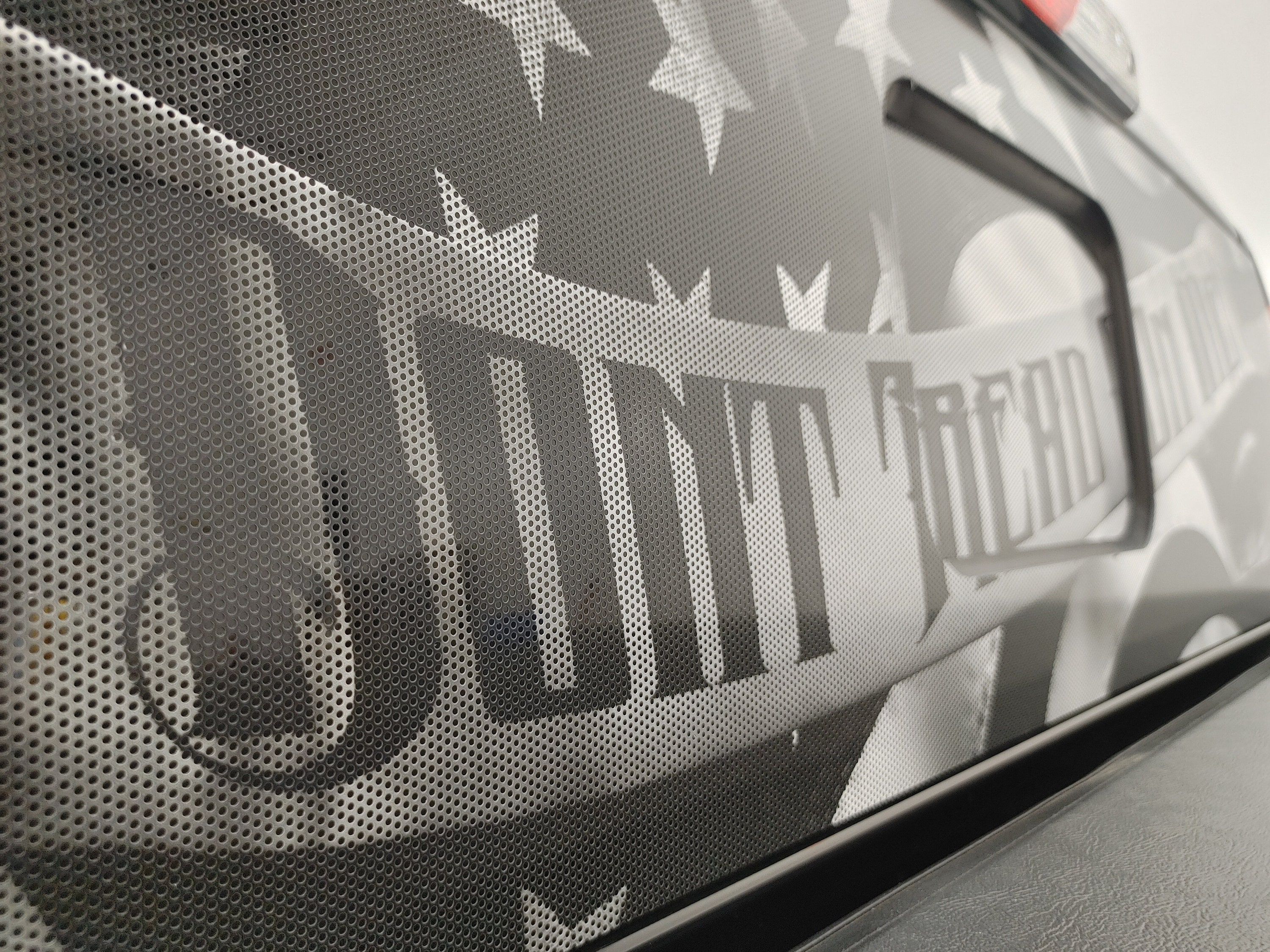 American Flag Riveted Perforated Rear Window Graphic Decal - Made in ...