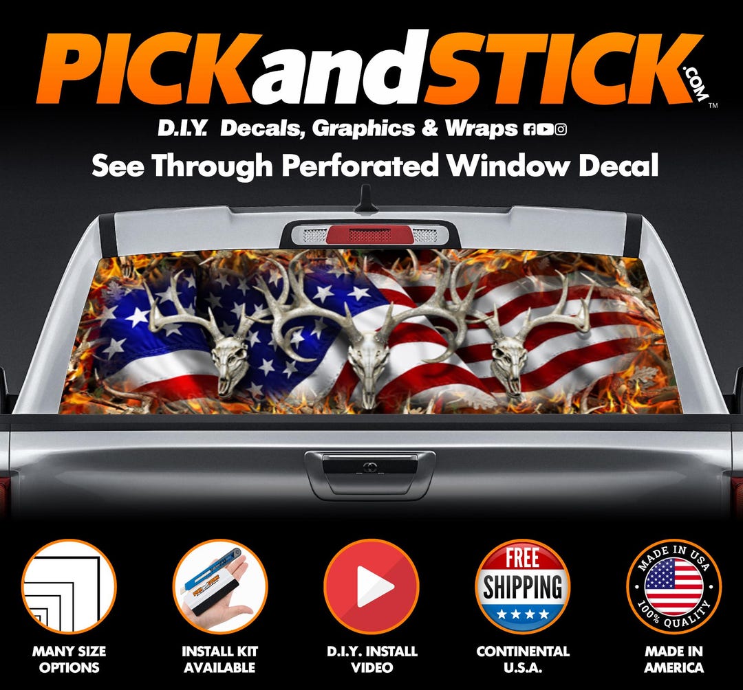 American Buck Obliteration Buck Blaze Perforated Rear Window Graphic ...