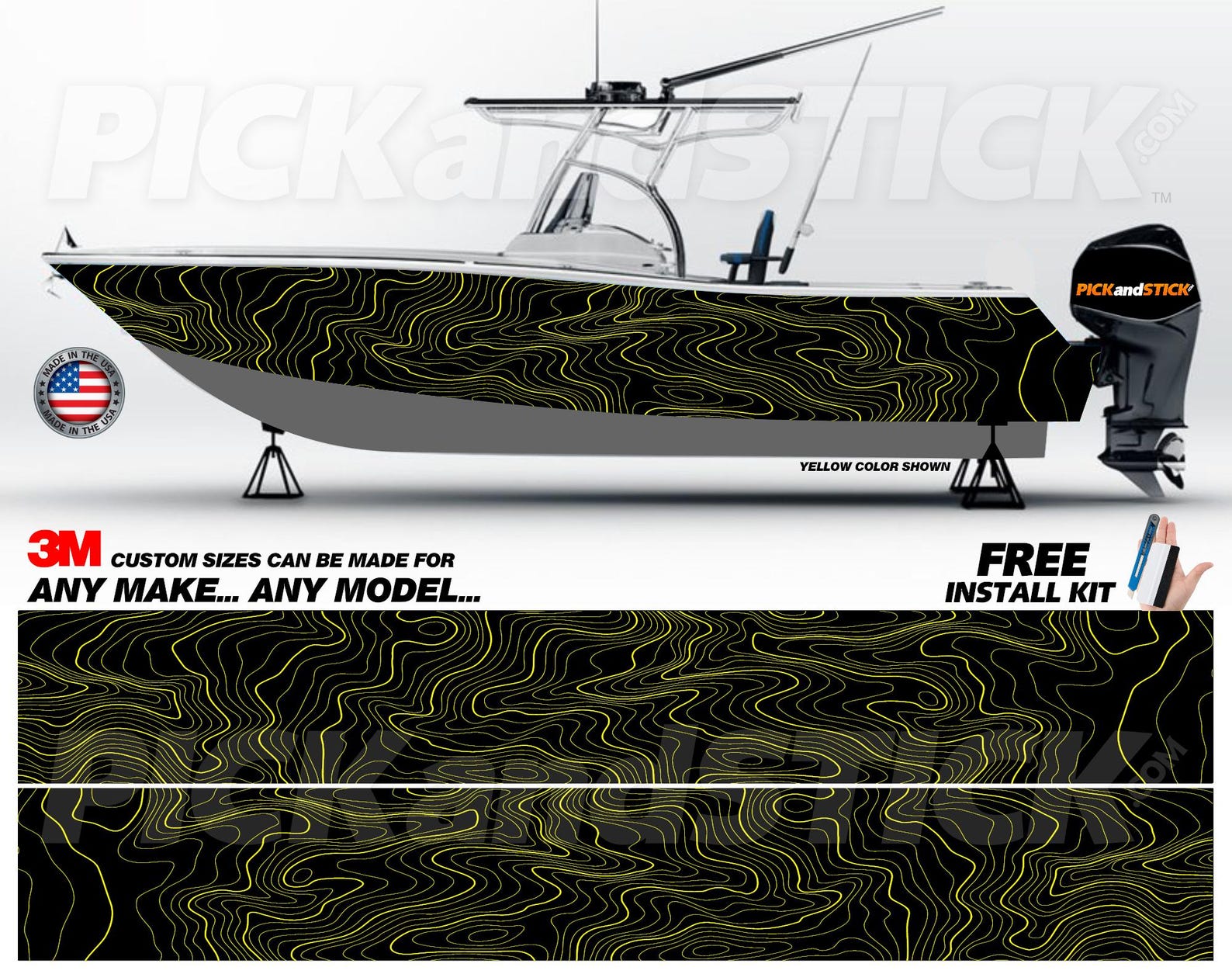 Topographic Map Fishing/center Console Boat 3M Cast Wrap - Diy-air ...