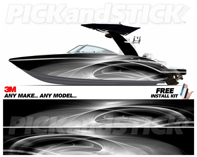 Cyclone Abstract Ski/wake Boat Wrap 3M DIY Decal Air Release Any Make ...