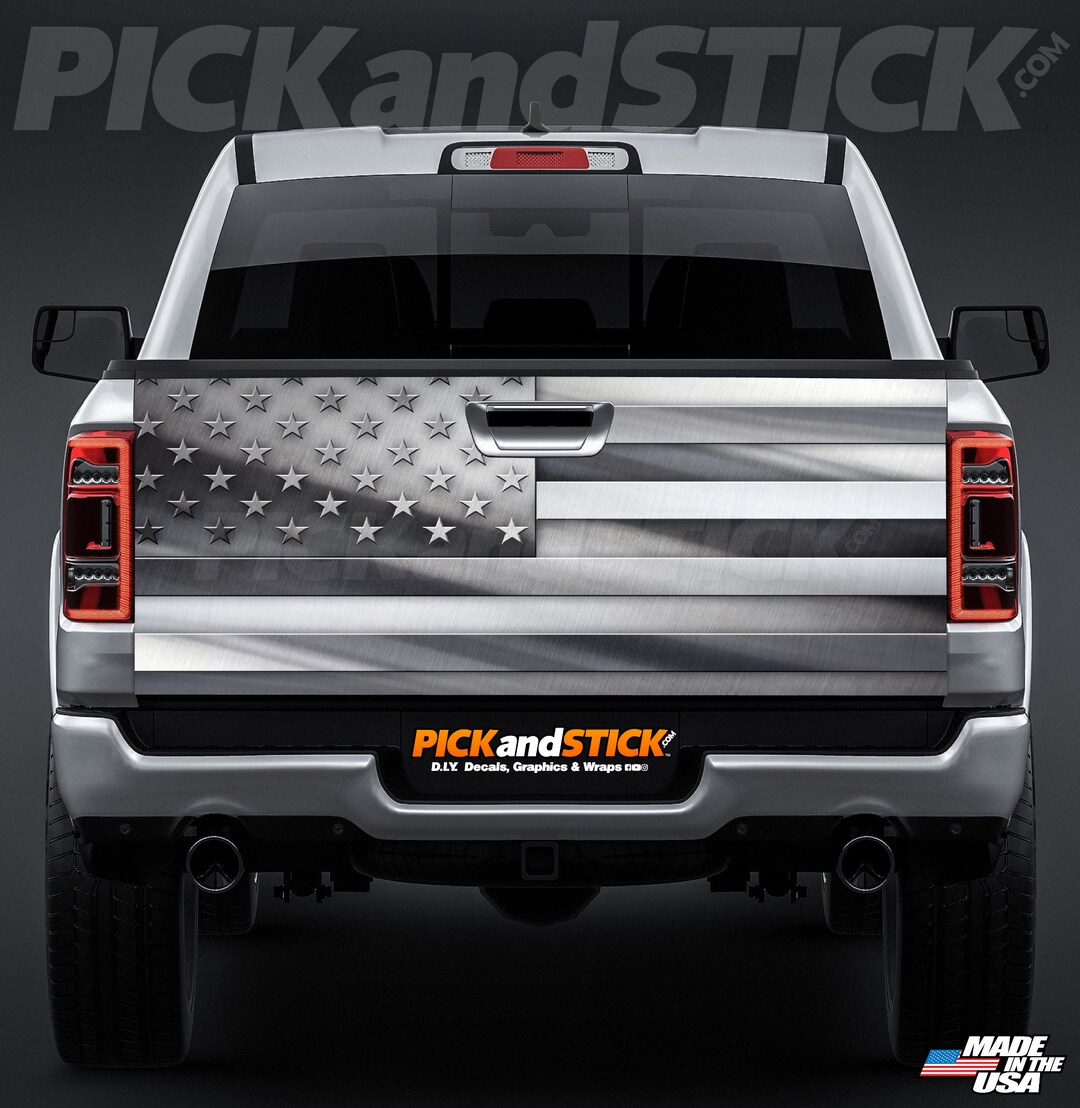 American Flag Metal Tailgate Wrap Graphic Decal - 3M - Made in U.S.A ...