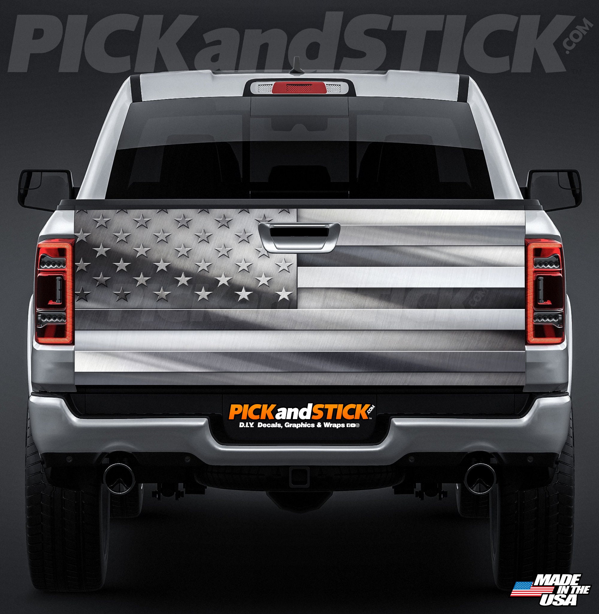 American Flag Metal Tailgate Wrap Graphic Decal - 3M - Made in U.S.A ...