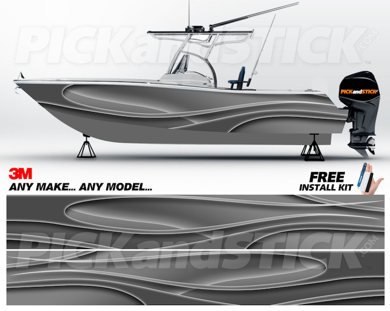 Flow Fishing Boat Wrap 3M DIY Decal Air Release Any Make Any Model Custom Sizes Available Made ...