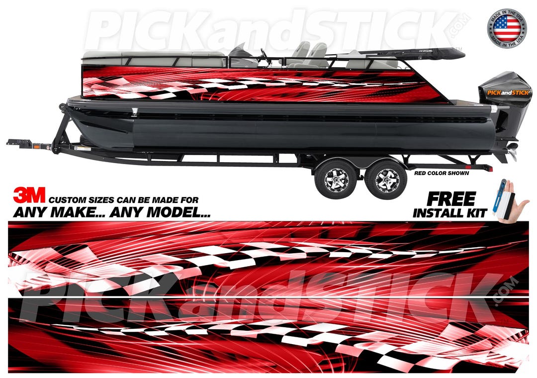 Checkered Abstract Pontoon Boat 3M Cast Wrap - DIY - Decal - Air ...