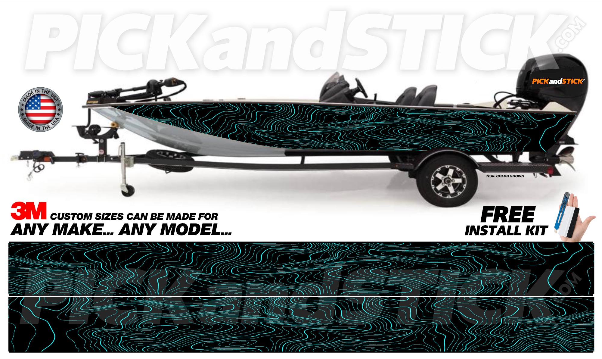 Topographic Map Flats/bass Boat 3M Cast Wrap - Diy-air Release-any Make ...