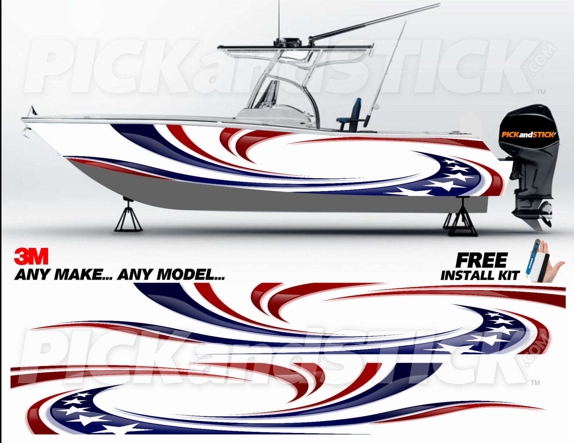 American 1 Fishing Boat Wrap 3M DIY Decal Air Release Any Make Any ...