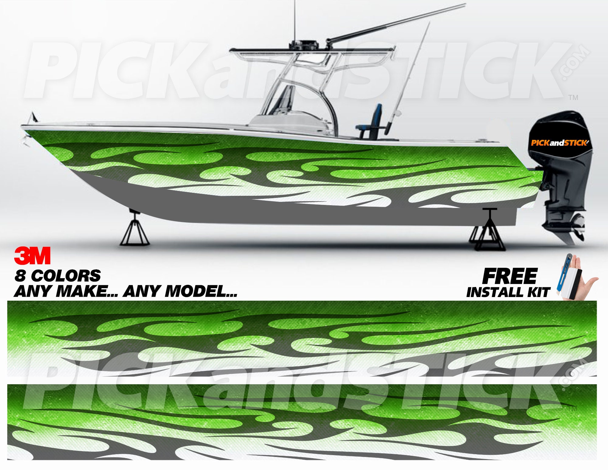 Fish Scale Tribal Fishing Boat Wrap 3M DIY Decal Air Release Any Make ...