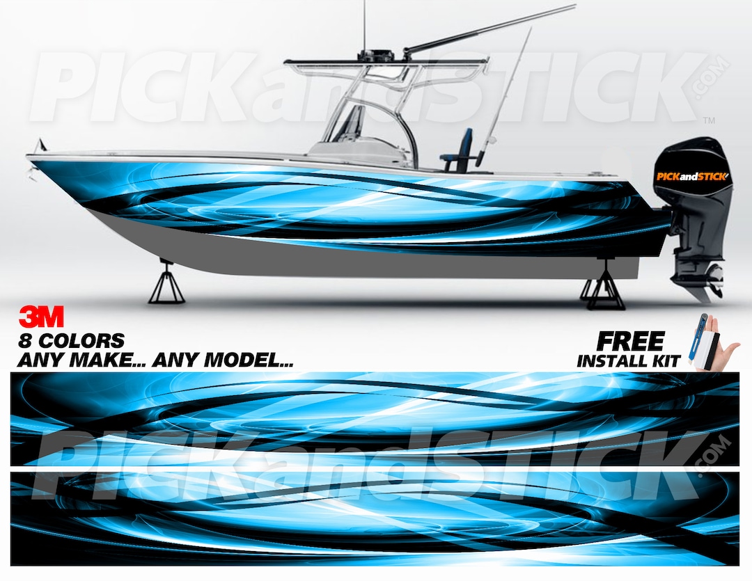 Deepwater Abstract Fishing Boat Wrap 3M DIY Decal Air Release Any Make ...