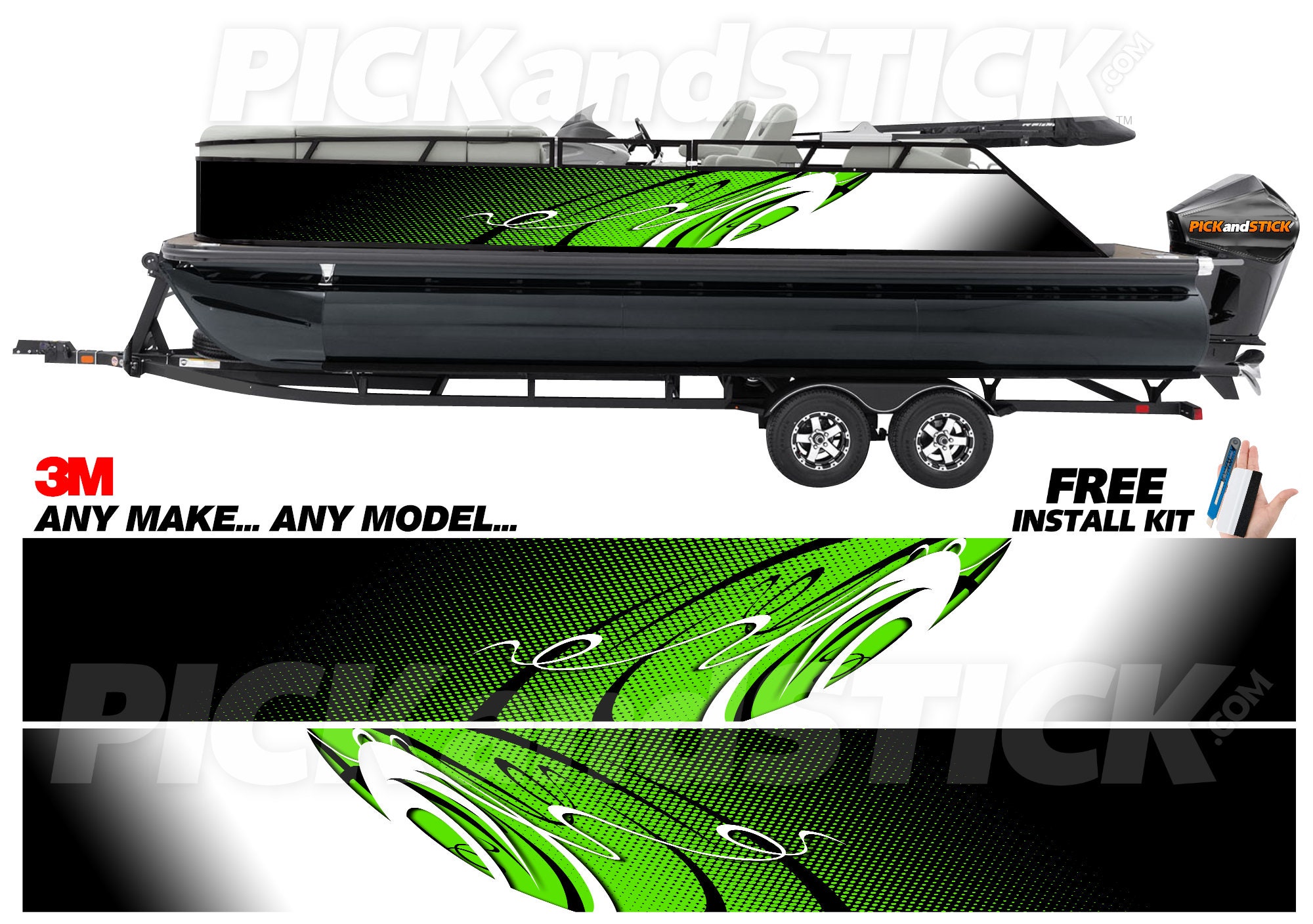 K1 Pontoon Boat Wrap 3M DIY Decal Air Release Any Make Any Model Custom ...