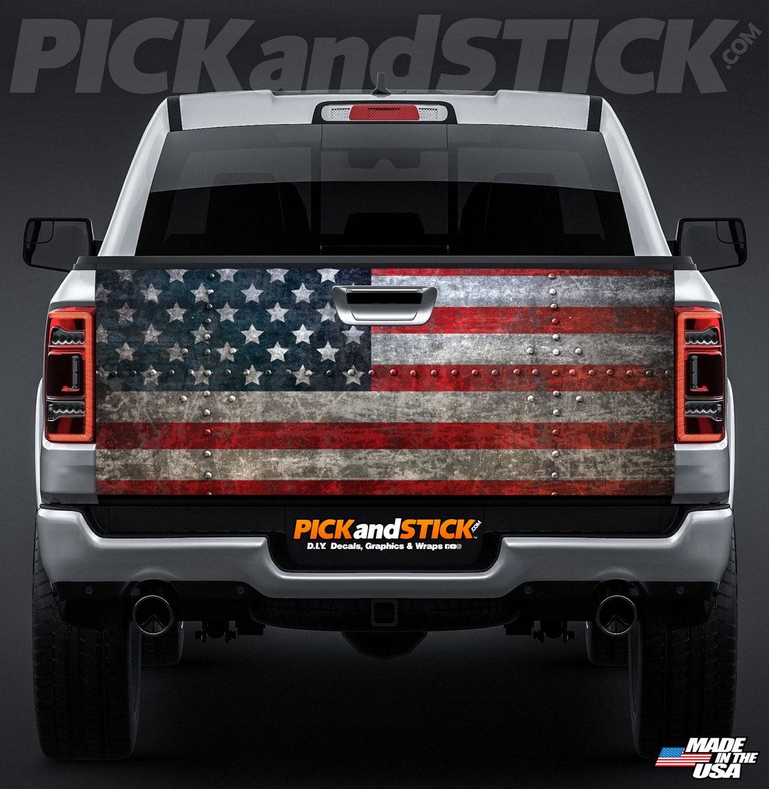 American Riveted Flag Tailgate Wrap Graphic Decal - 3M - Made in U.S.A ...