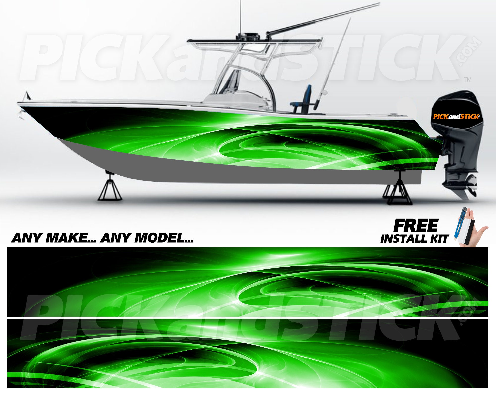 Cyclone Abstract Fishing Boat Wrap 3M DIY Decal Air Release Any Make ...
