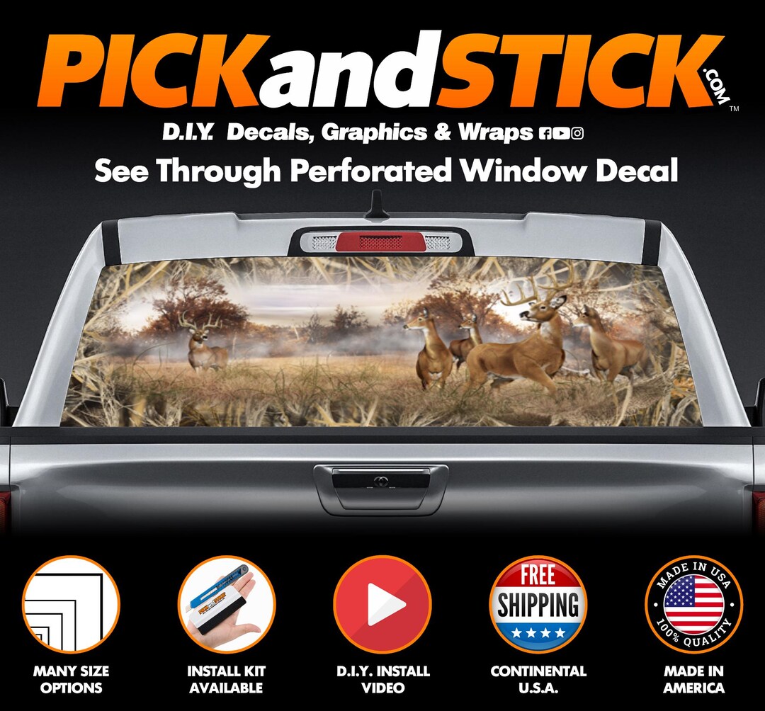 Whitetail Buck Tallgrass Duck Camo Perforated Rear Window Graphic Decal ...