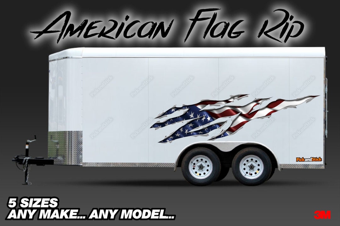American Flag Rip Trailer Graphic Decal - Etsy