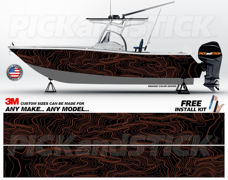 Topographic Map Fishing/center Console Boat 3M Cast Wrap - Diy-air ...