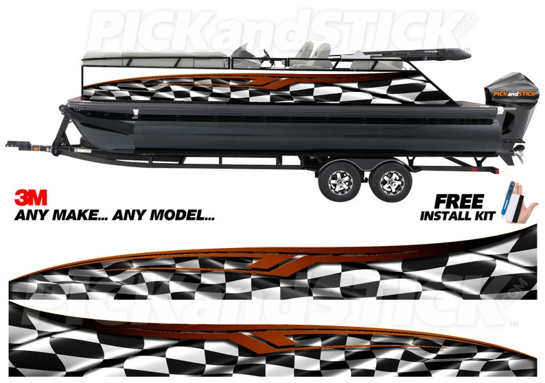 Race Day Pontoon Boat Wrap 3M DIY Decal Air Release Any Make Any Model ...
