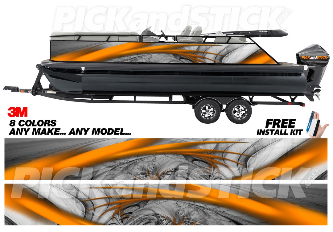 Spin Pontoon Boat Wrap 3M DIY Decal Air Release Any Make Any Model ...
