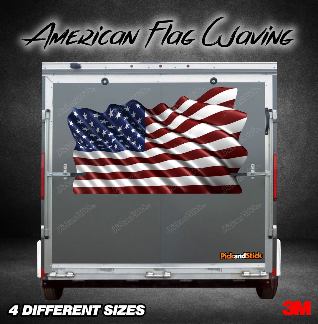 American Flag Waving Trailer Graphic Decal - Etsy