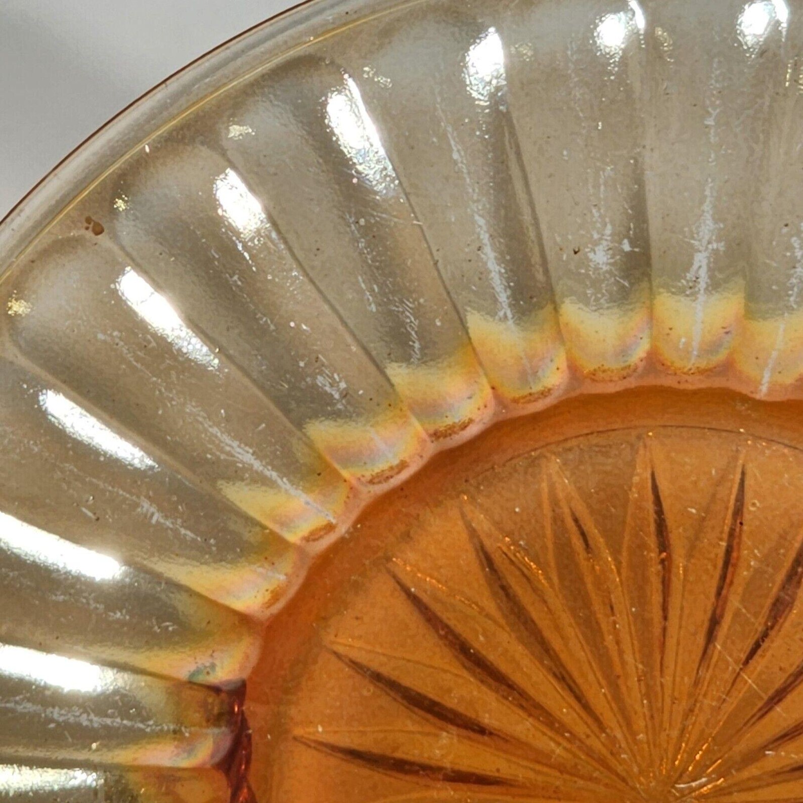 Iridescent Depression Carnival Glass Marigold Orange Round Plate ...