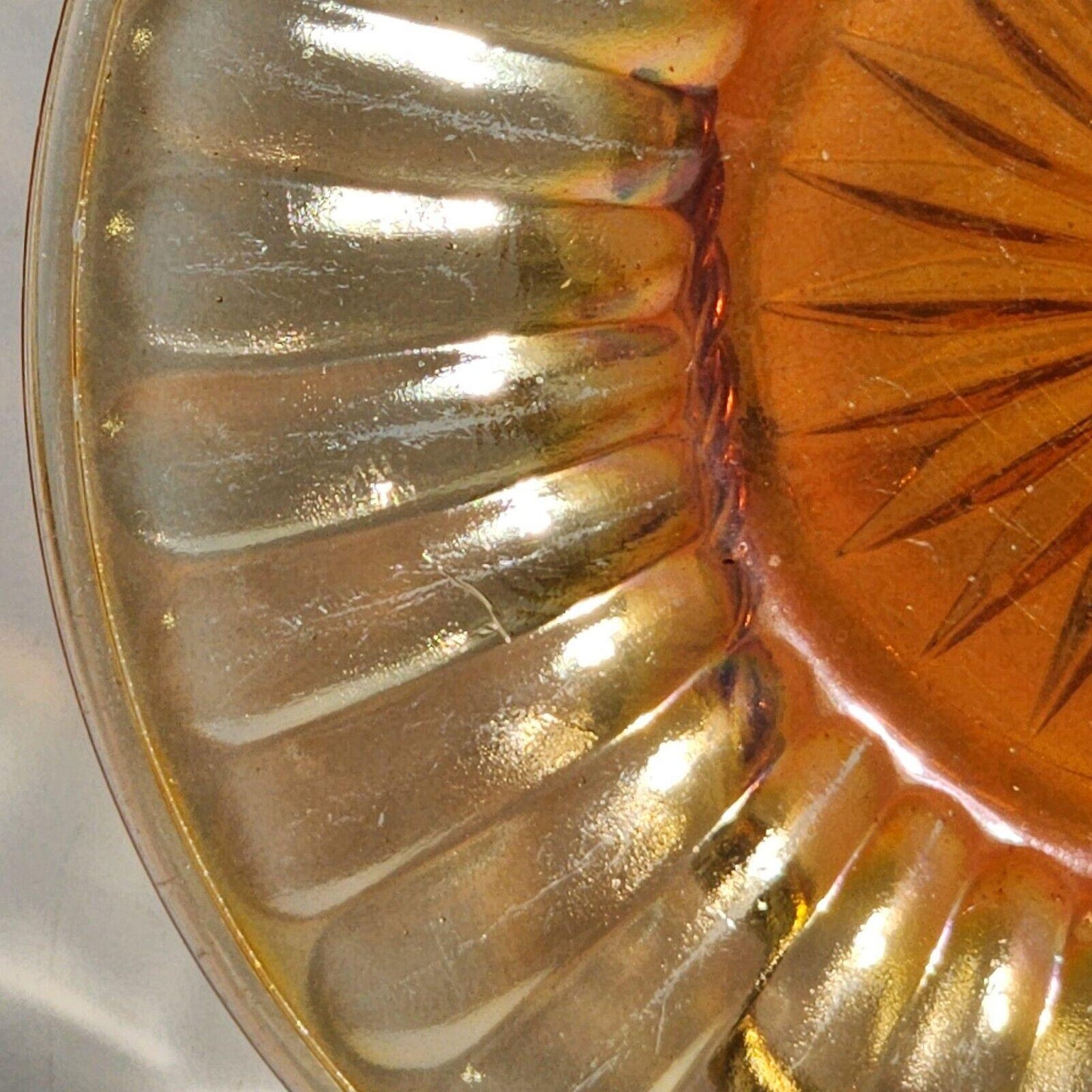 Iridescent Depression Carnival Glass Marigold Orange Round Plate ...