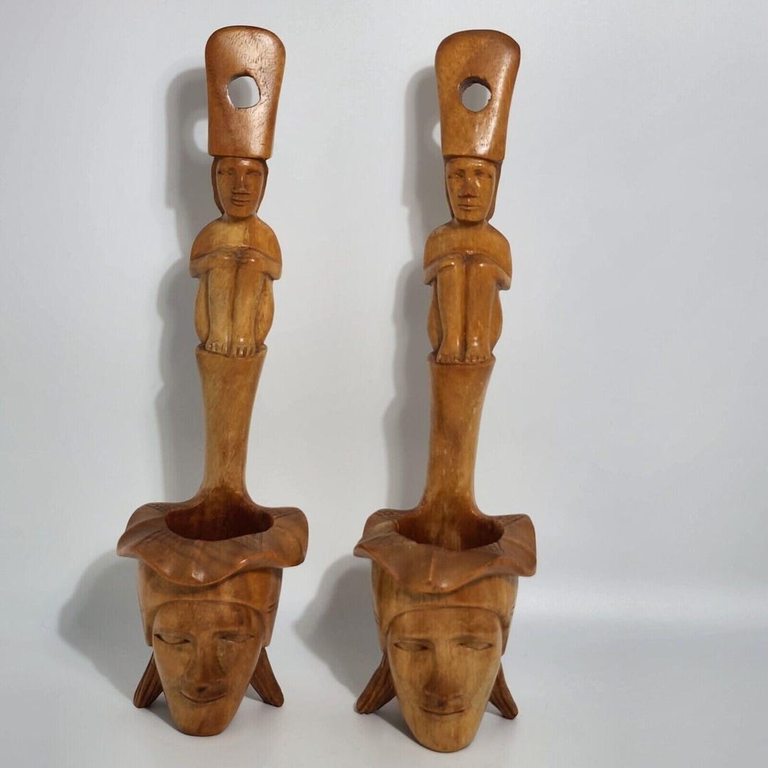 Ifugao Polynesian Wood Carved Water Dipper Ladle Tribal Totem Africa ...