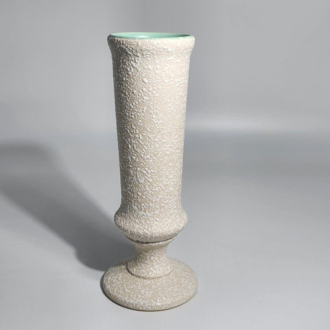 Vintage California Originals Pottery Vase White Splatter on Cream W ...