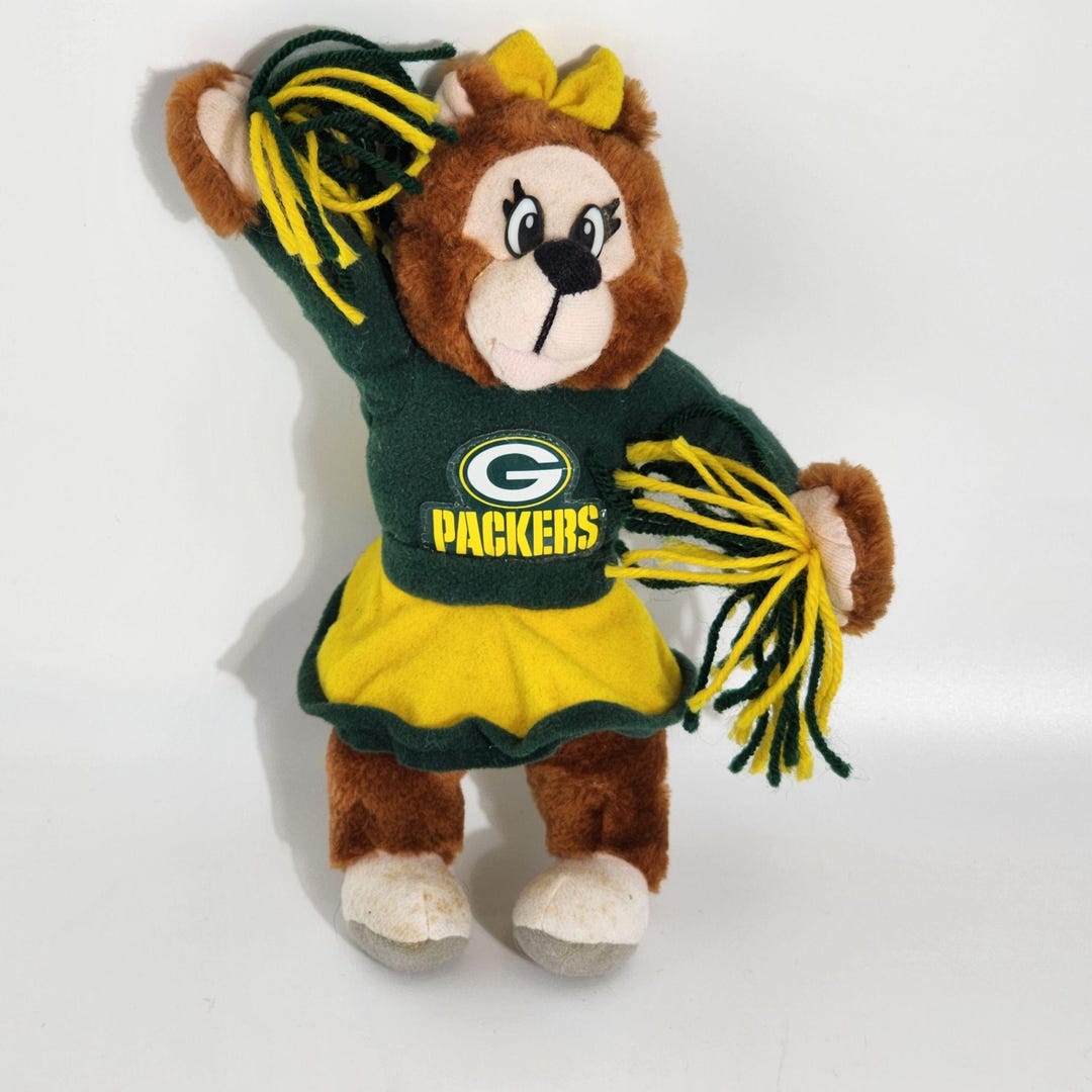 Green Bay Packers Cheerleader Teddy Bear Nanco 1998 Plush Toy With Pom ...