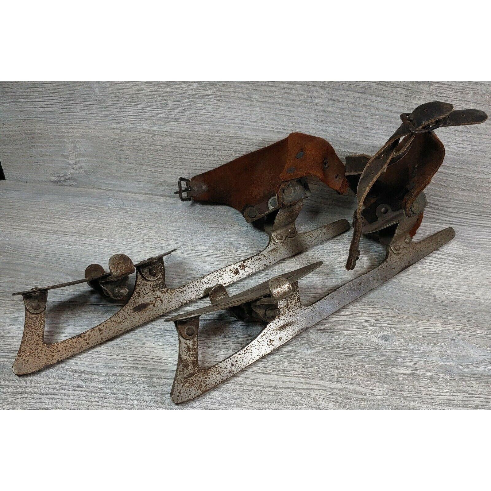 US Hockey 417 Vintage Antique Clamp on Cast Steel Silver Brown Ice ...