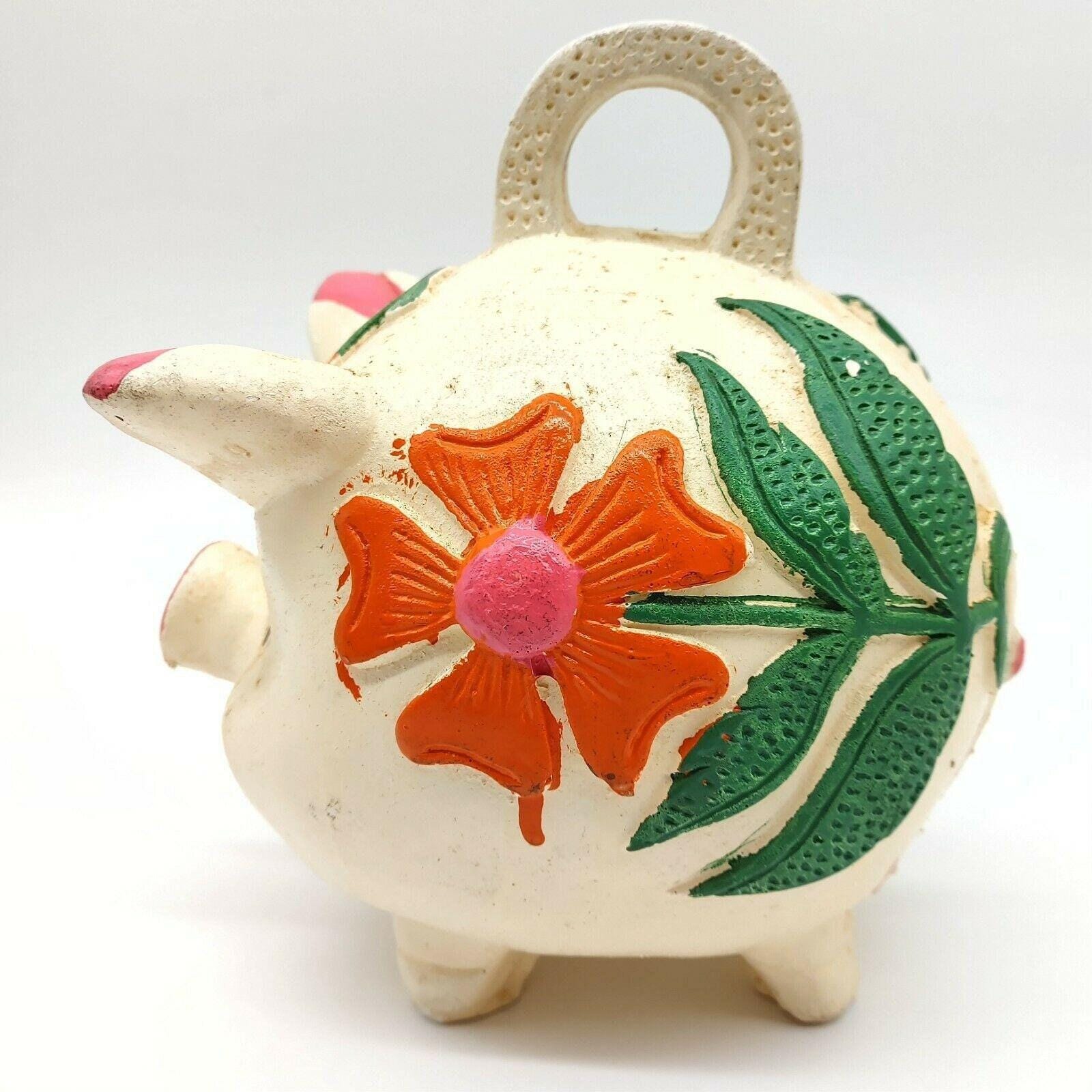 Mexico Folk Art Chalkware Piggy Bank Large Handmade With Painted ...