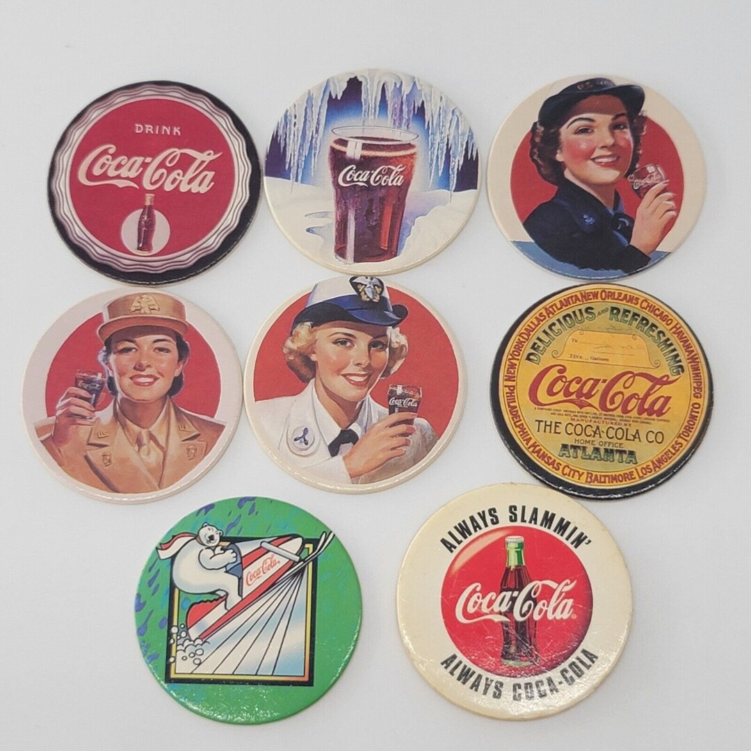 Vintage 1995 Coca-cola Series 2 Trading Card 8 Coke Cap Pogs Set - Etsy