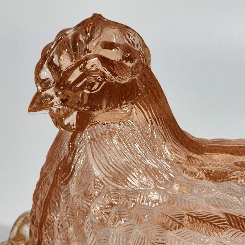 Vintage Indiana Glass Light Pink Hen on Nest Covered Dish Chicken on ...