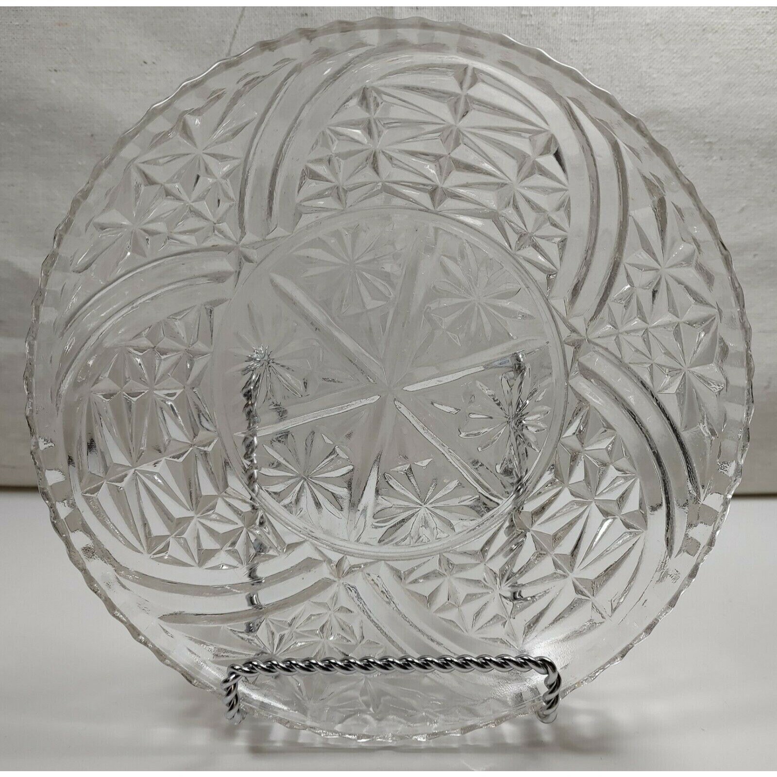 Vintage Clear Crystal Glass Round Shaped Stars Bars Salad and Food ...